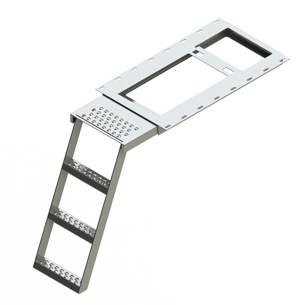 Takler pull out ladder - 3 steps - 750 x 420 mm (LxW) - with plaform ...