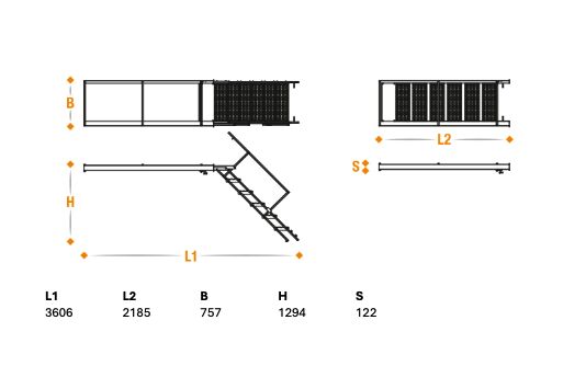 Takler pull out ladder - 6 steps - 2185 x 757 mm (LxW) - with handrail ...