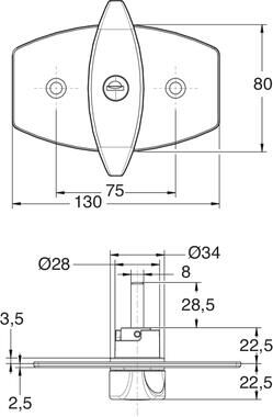Pommier crank handle - lockable - keyed aliked - stainless steel ...