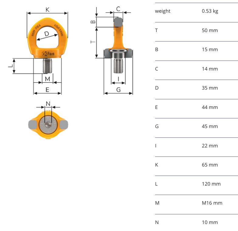 RUD PSA-Inox-star M16 - L = 120 mm - fall protection anchorage point ...