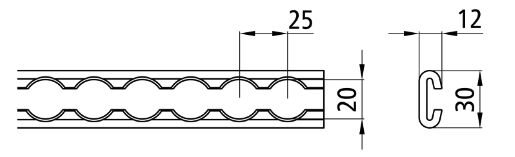 Rhiwa Quality airline anchor rail - hole Ø 20 mm - 2400 mm - undrilled ...