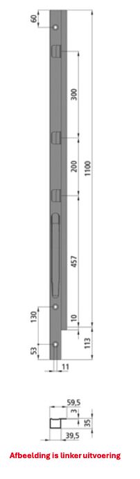 Kinnegrip K20 front pillar - 1100 mm - right - screw model - KTL (K20 ...