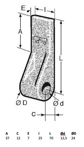 Pommier valve hinge 70 x 25 mm - forged steel (244770114), Pommier ...