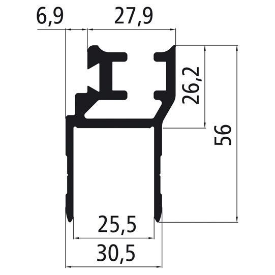 Rhiwa Quality profiel 25 mm rand - 6000 mm - voor K20 rong - aluminium ...