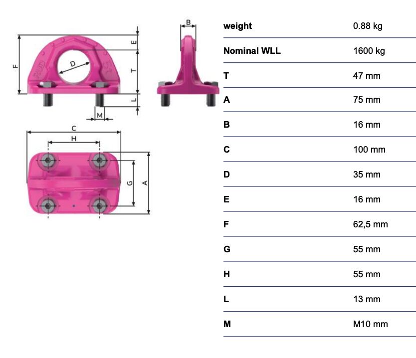 RUD B-ABA - 1,6t - M10 - anneau de levage (79062666230), RUD ...
