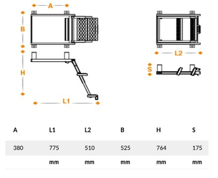 Takler pull out ladder - 2 steps - 510 x 525 x 175 mm (LxWxH) - HDG ...