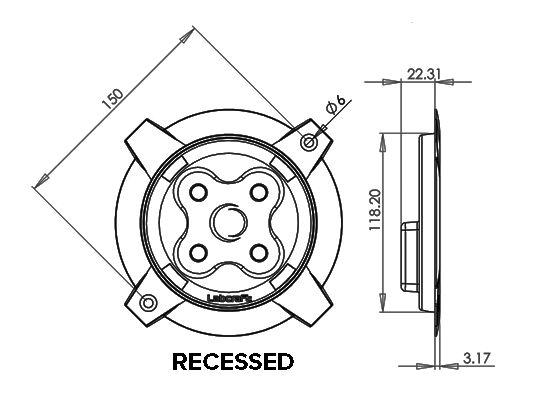 Labcraft led lighting Megalux - recessed model - Ø 150 mm - 10-32V ...