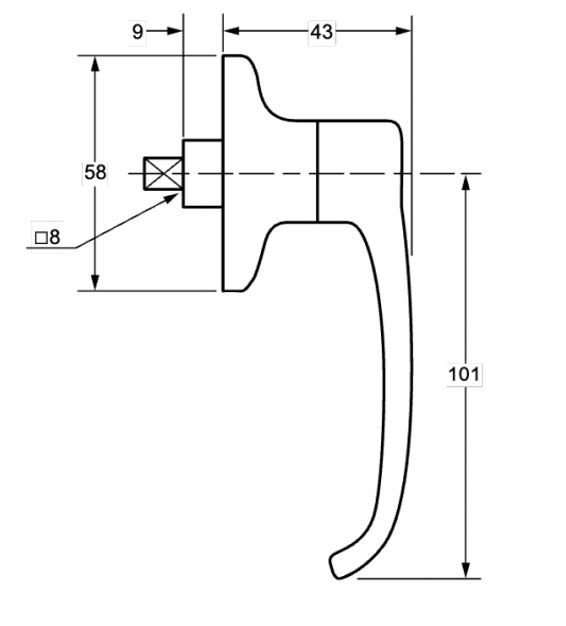 Rhiwa Quality car door handle - shaft 145 mm - lockable - key 92208 ...