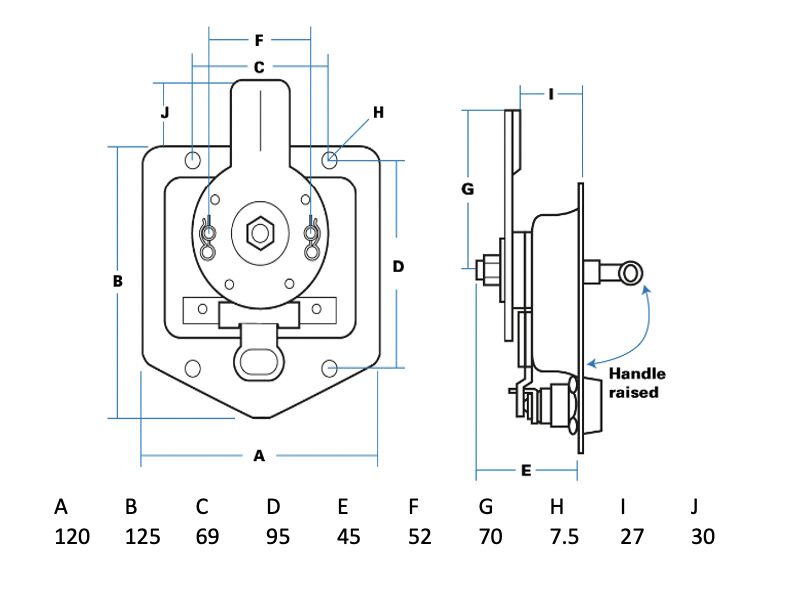 Rhiwa Quality drop-T lock 3-way - key FS880 - stainless steel (1211200 ...