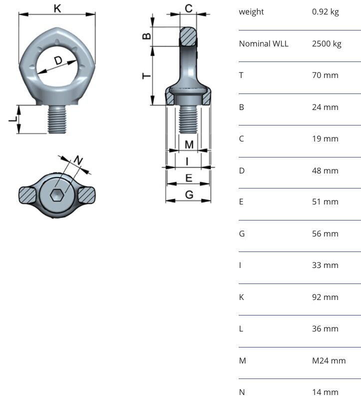 RUD eye bolt Inox-Star® - M24 - L=36 mm (79938381038), RUD | Safe and ...