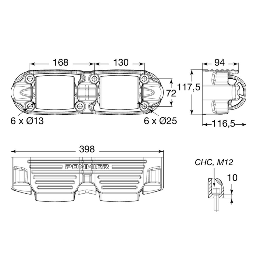 Pommier s-roll with 2 rolls - horizontal - zinc-plated (1834464 ...