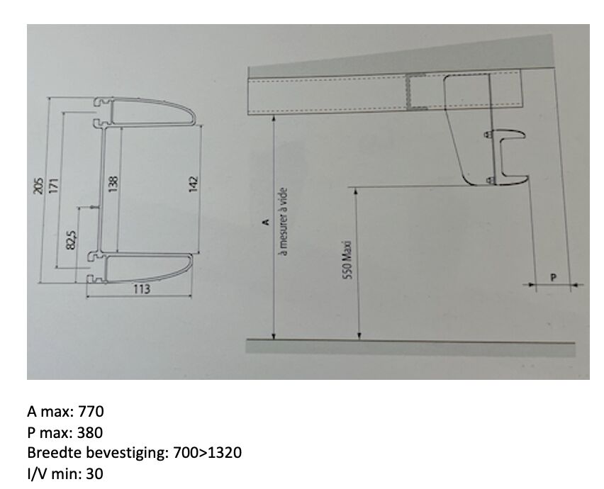 Pommier stootbalk BA ALU/2 - vaste aluminium U-balk - voor 3,5T truck ...