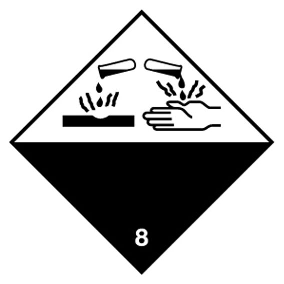 Rhiwa Quality hazard sign - corrosive material - class 8 - stainless ...