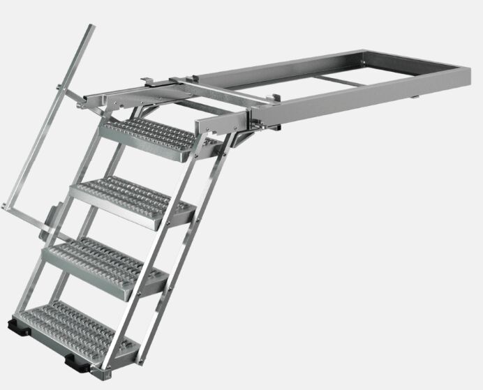 Takler pull out ladder - 4 steps - 1587 x 750 mm (LxW) - with handrail ...