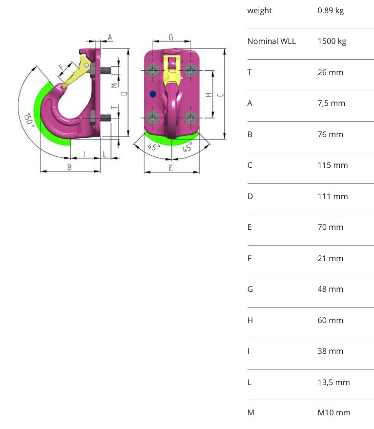 RUD screwable hook VABH-B - 1,5t (79912059630), RUD | Safe and ...